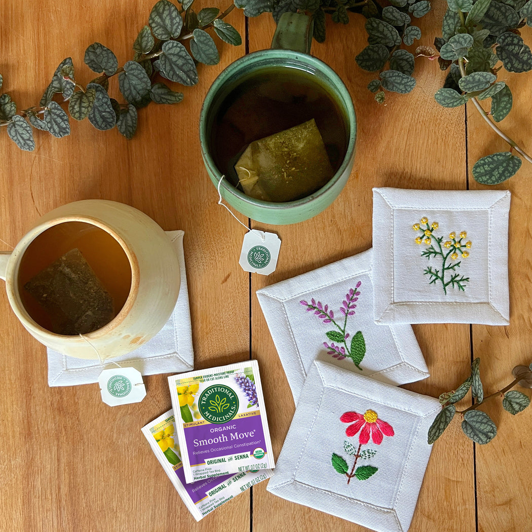 Handmade Herbal Flower Coasters (Set of 4) | Traditional Medicinals